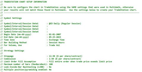 Applying the walkforward strategy to a TradeStation chart - MultiWalk