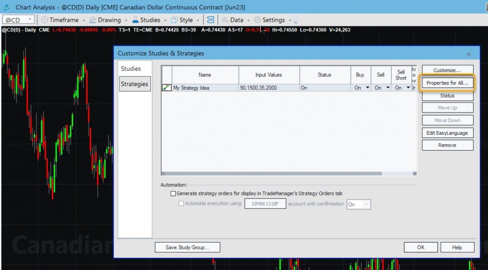 Applying the walkforward strategy to a TradeStation chart - MultiWalk